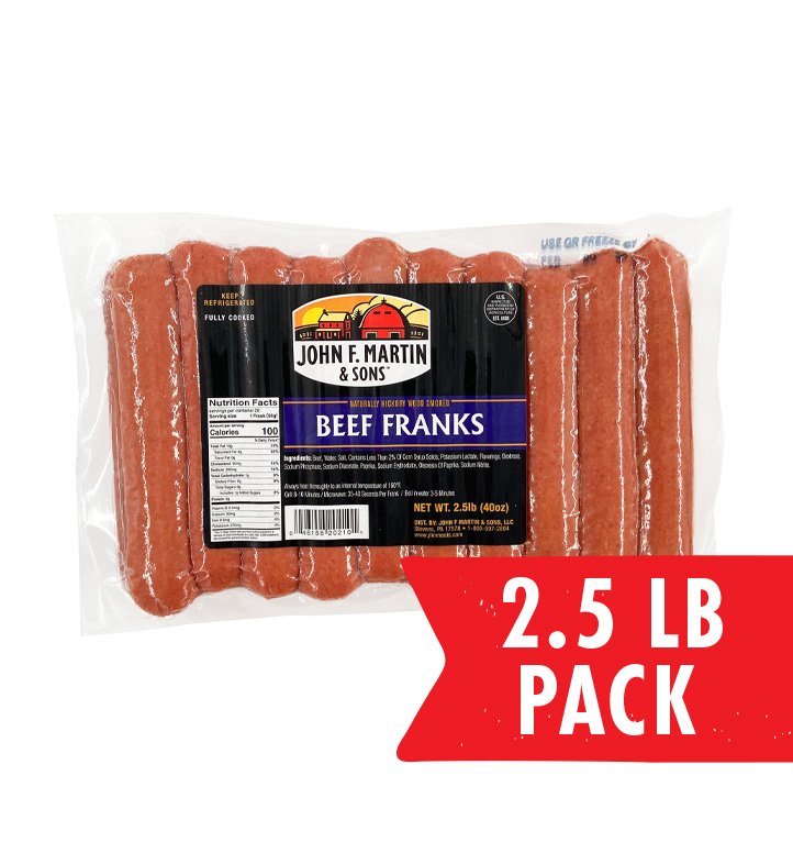 1 lb & 2.5 lb All-Beef Franks | John F. Martin & Sons